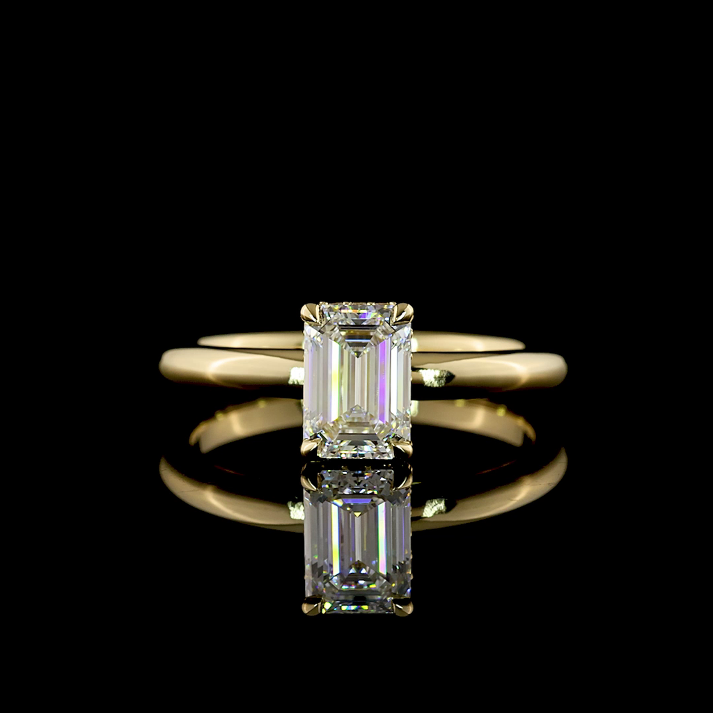 1.10 Cts 14K YELLOW GOLD Emerald Shape Hidden Halo Ring – INFINITY FINE ...